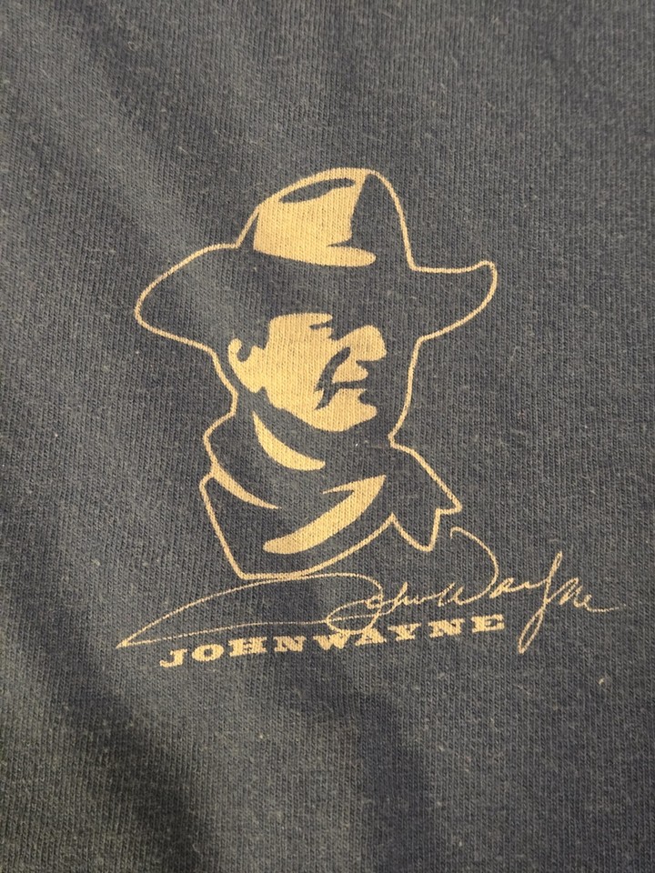 John Wayne The Duke Blue Shirt XL American Flag Soldier Green Beret ...