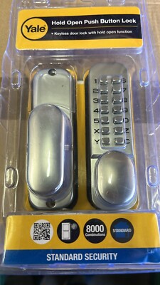 Yale Push Button Door Lock Chrome Finish Hold Open Function P-DL02-SC ...