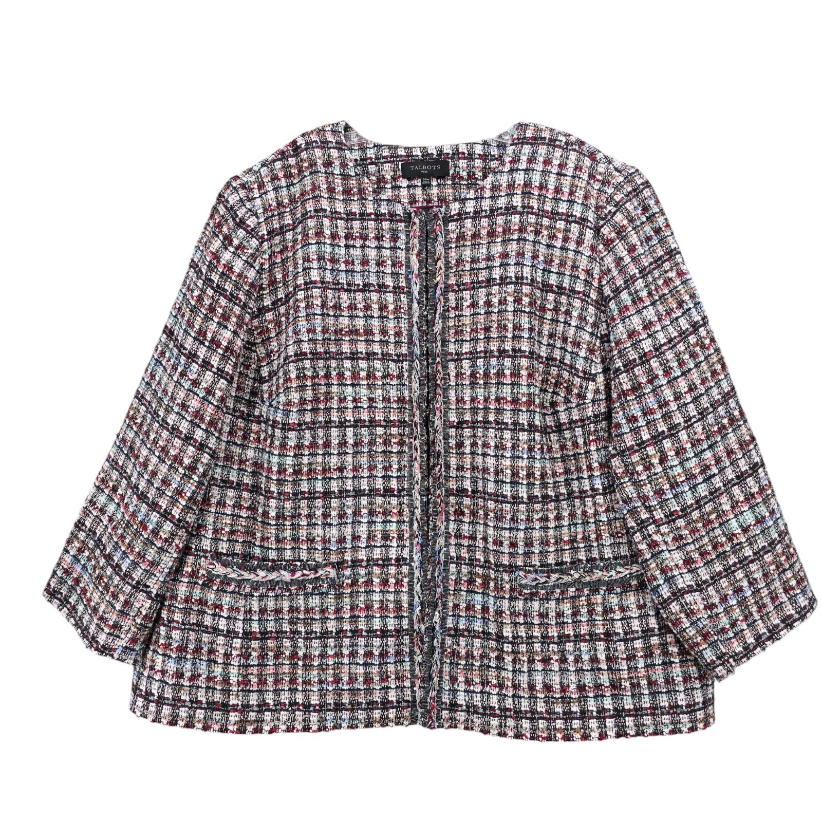 TALBOTS Adele Tweed Jacket Multi Colorful Metallic PL… - Gem