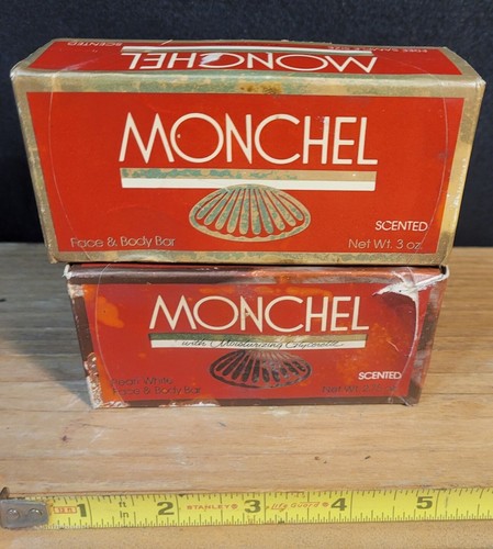 (2) Vintage 1982 MONCHEL Scented 3.5 oz. Bar Soap Proctor Gamble Shell ...
