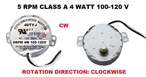 Synchronous Motor 49TYJ Class A 120V AC 60Hz 5 RPM CW ROTATION 4W | eBay