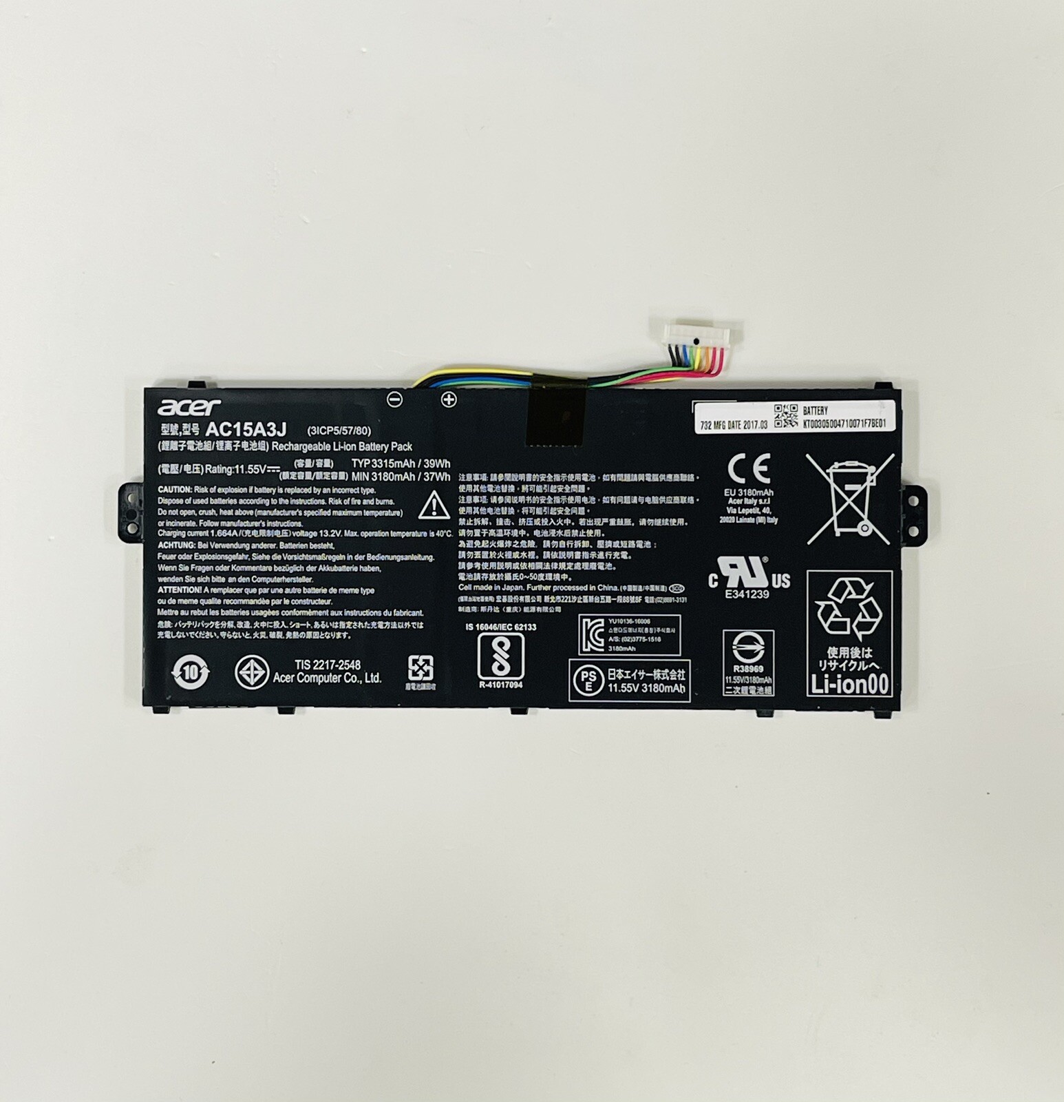 ORIGINAL AC15A3J Battery Acer Chromebook R11 CB5-132T CB3-131 C738T 11 ...