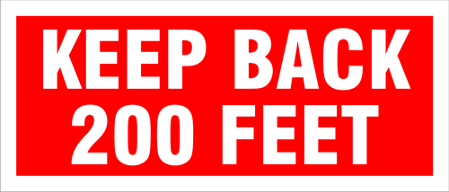 KEEP BACK 200 FEET 3M 3200 EG Decal, 14" x 6" SCREEN PRINTED RED ON ...
