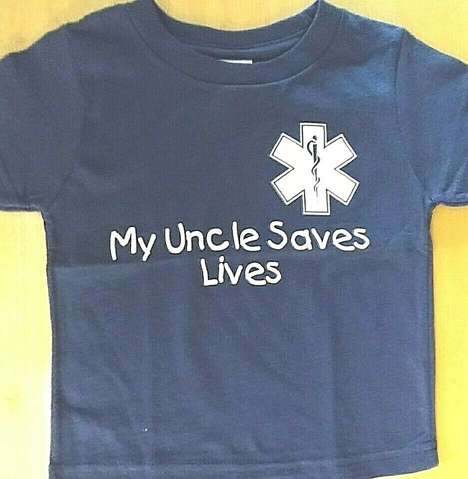 MY UNCLE SAVES LIVES with Star of Life kids T-Shirt - EMS UNCLE Child's ...