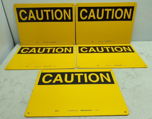 5 Pack Brady 25357 Caution Sign 14" W x 10" H English Plastic Yellow | eBay