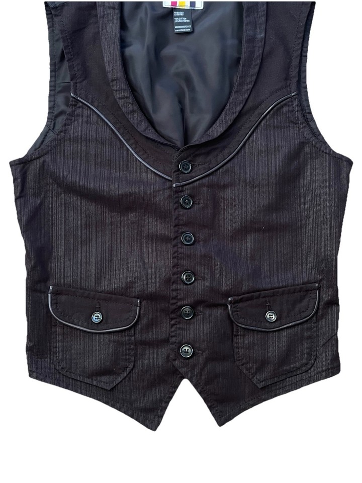 VTG Y2K Diesel Truckistan King Cobra Black Buckle Back Vest Medium 18.5 ...