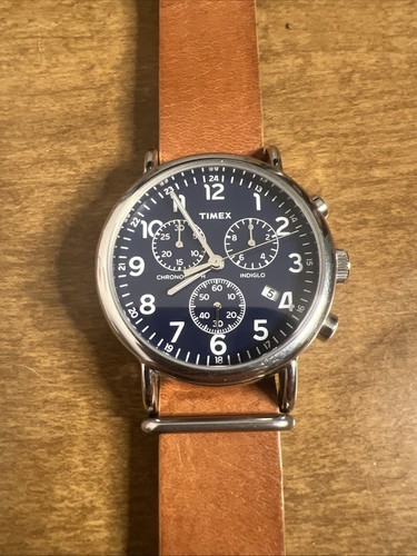 Timex Weekender Men Chronograph Leather 40mm Quartz Analog Watch 8 1/4 ...