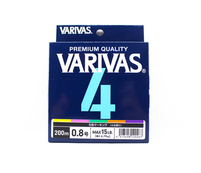 Varivas P.E Line Varivas 4 X4 Multi Color 200m P.E 0.8 Max 15lb (0267 ...