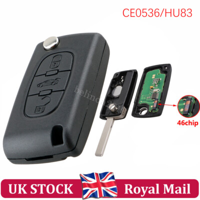 3 Button FLIP KEY FOB REMOTE for Peugeot Partner Citroen Berlingo ...