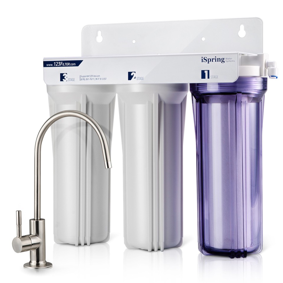 iSpring Whole House Water Filter System 2.5" x 10" White 3 Stage ...