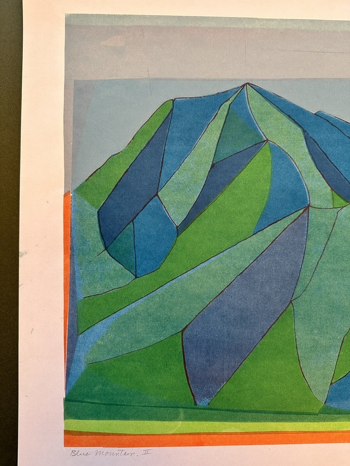 Carol Kessler SILKSCREEN Print “Blue Mountan II” 1973 Signed, Artist ...