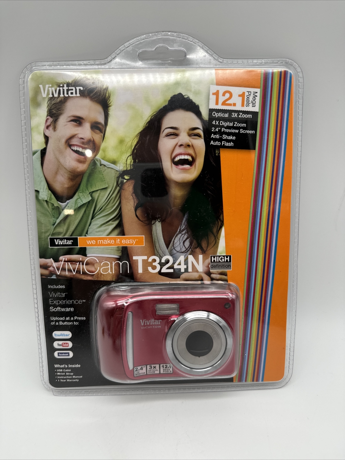 Vivitar ViviCam T324N Red Digital Camera 12.1 MP 3x Zoom NIB ...