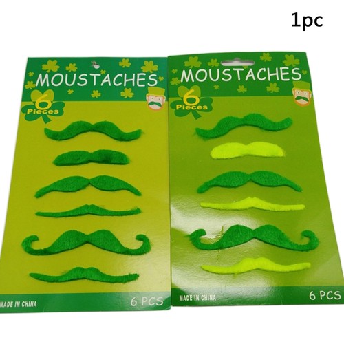 Saint Patricks Day Green Beards Set of 6 Artificial Fake Beard Kit ...