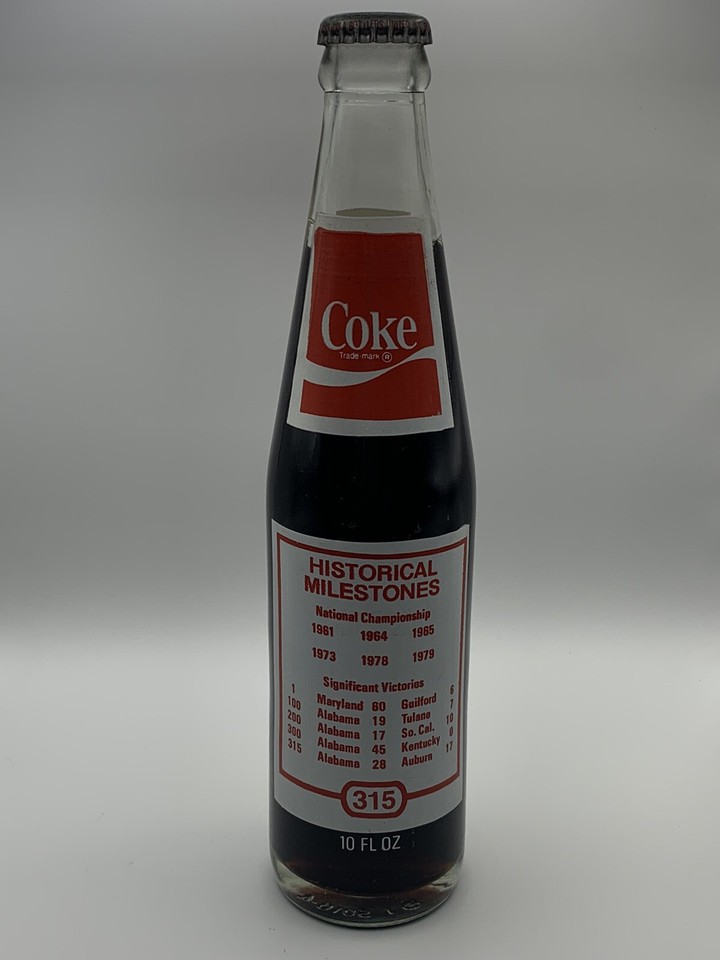 VTG Paul Bear Bryant Coke Coca Cola Bottle Alabama Football Mint ...