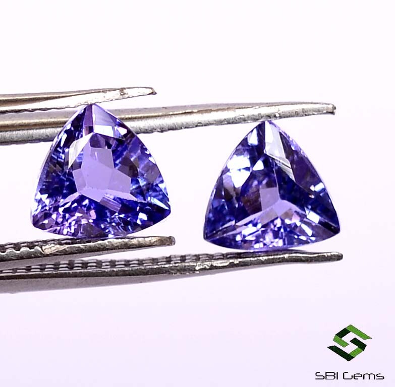 6x6 mm Certified Natural Tanzanite Trillion Cut Pair 1.59 Cts Loose ...