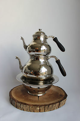 TURKISH TRADITIONAL HANDMADE COPPER TEAPOT SET SEMAVER WITH FONDUE SET ...