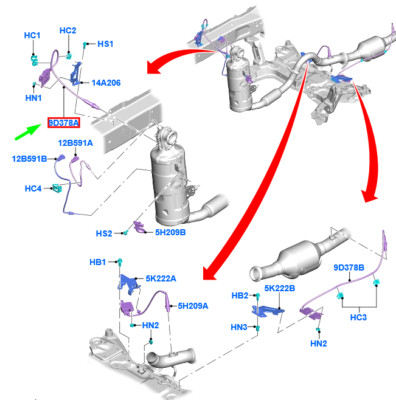 FORD KUGA MK3 Nox Trap Temperature Sensor 2452236 LX6A-5L248-BA NEW ...