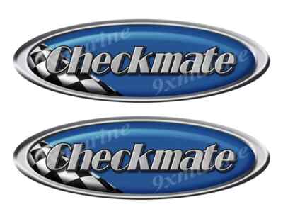 Two Checkmate Racing Oval Vinyl Stickers, Imitated 3D Appearance, 10" x ...