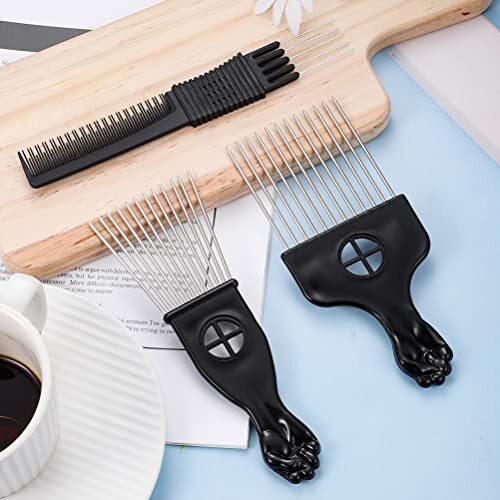 3 Pack Metal Hair Pick Set Afro Pick Comb Picks for Men Beard Curly ...