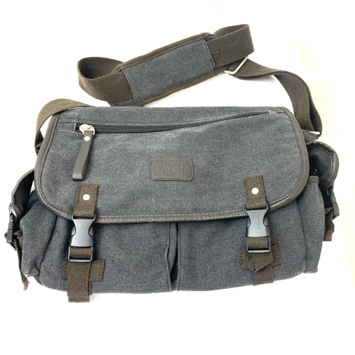 Tao Qiao Black Canvas Messenger Bag Laptop Shoulder Adjustable Strap ...