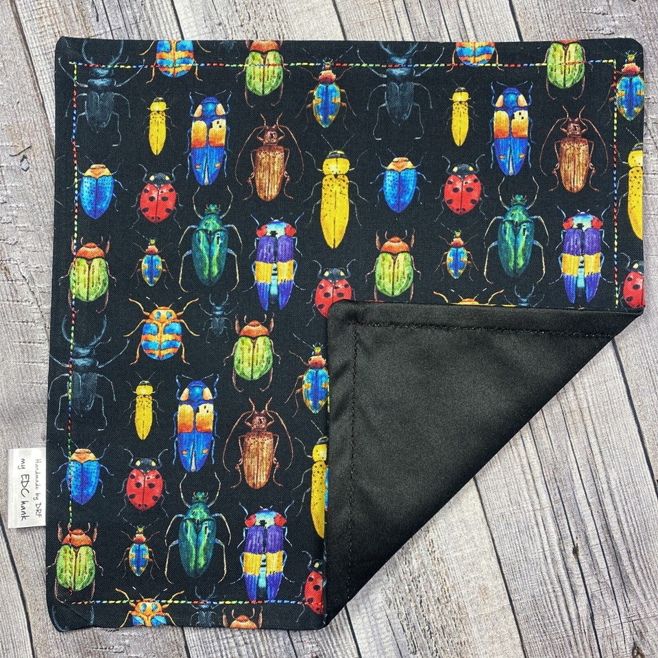 EDC HANK W/MICROFIBER BACK 9” - REALISTIC COLORFUL BUGS ON BLACK ...