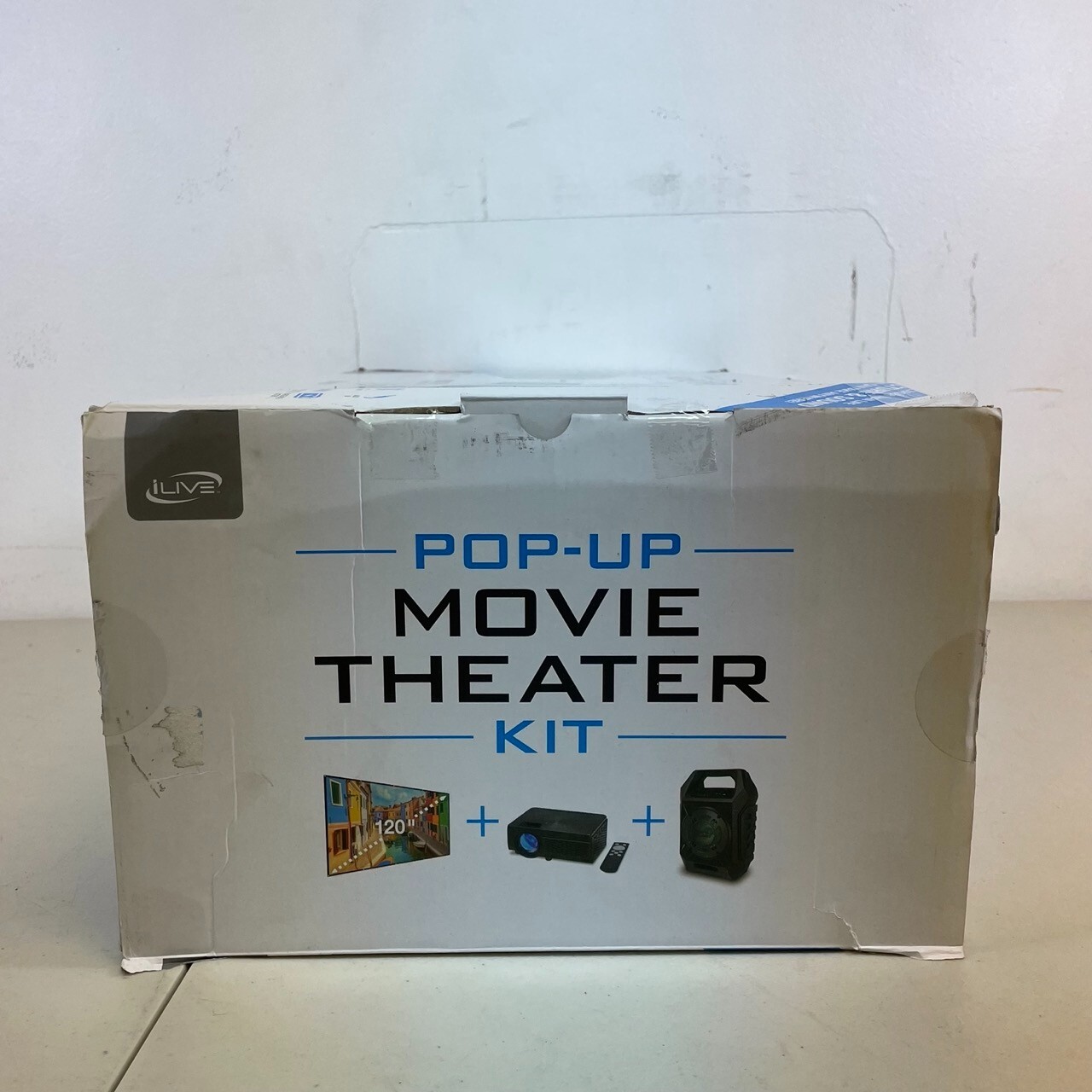 iLive Pop Up Movie Theater Kit w/ Screen. Projector & Speaker ...