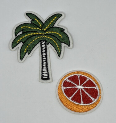 MR ALE x2 Patches Palm Tree + Grapefruit Slice Embroidered Iron-On/Sew ...
