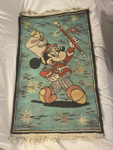 Vintage Disney Mickey Mouse Woven Rug Marching Band Conductor | eBay