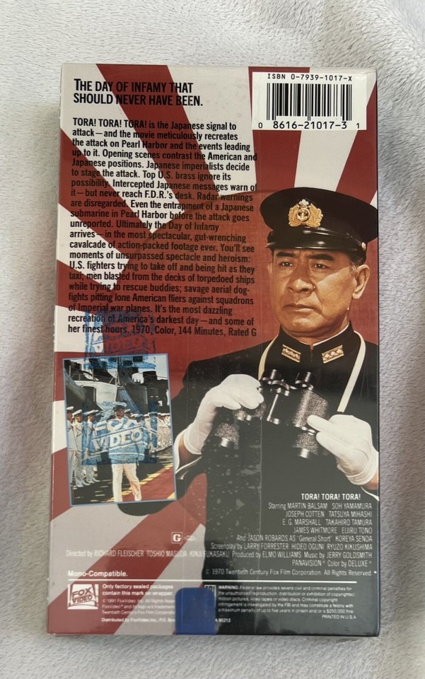 Tora Tora Tora (VHS, 1991) BRAND NEW SEALED 86162101731| eBay