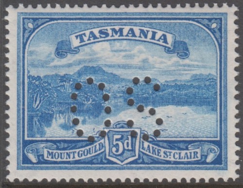 Stamp Tasmania Australia 2&/12d blue pictorial perforated OS, MH ...