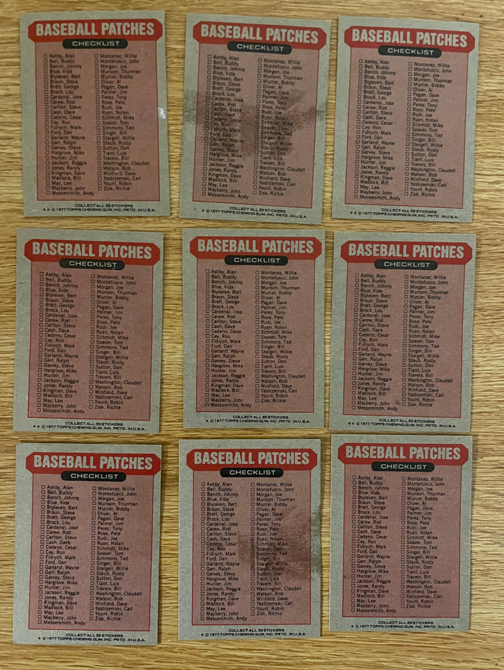 1977 Topps Baseball Cloth Sticker Singles & Checklist Puzzle Pieces U ...