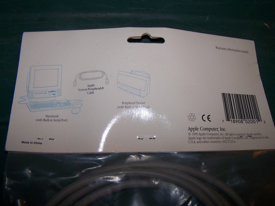 Apple Macintosh or Apple IIc Plus or GS Serial System Peripheral-8 ...