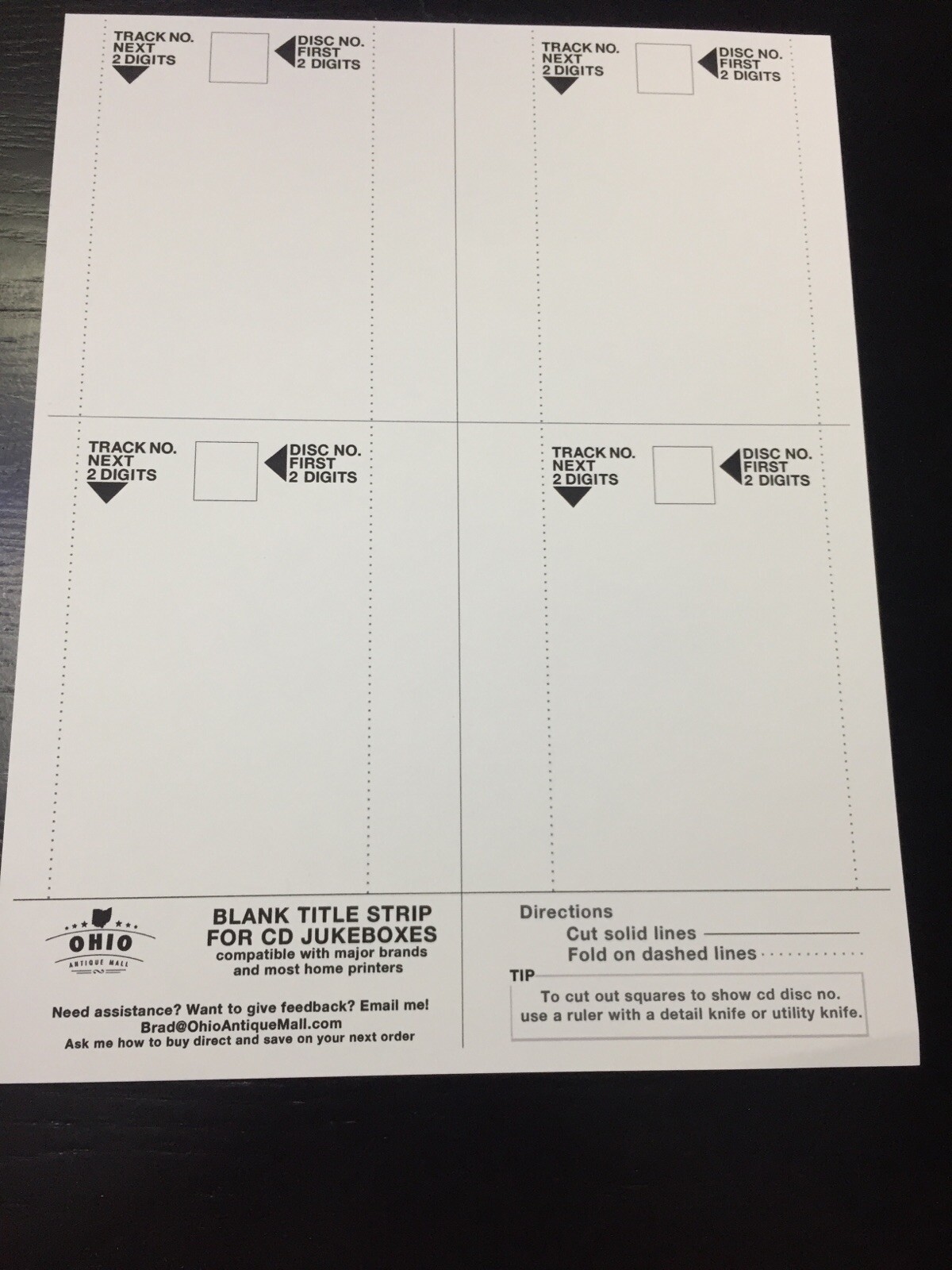 Compatible Rowe AMI CD jukebox Cards full sheets 100 blank title strip ...