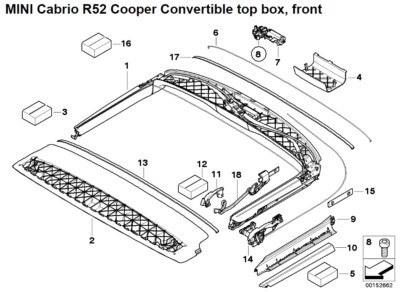 MINI R52 Convertible Cabriolet Soft-Top Rag-Top Roof Hook Cable Motor ...