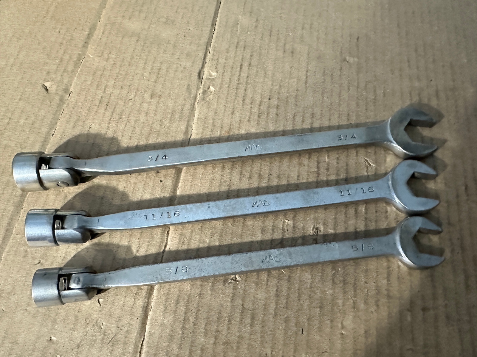 MAC TOOLS 3 PC SWIVEL 6 PT SOCKET OPEN END COMB. WRENCHES 5/8, 11/16 & 3/4" USA | eBay