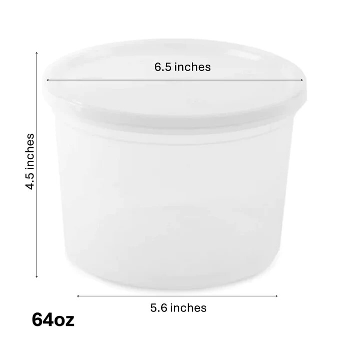 64 oz half Gallon Plastic Freezer Food Storage Deli Soup Containers ...