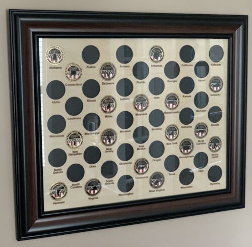 50 Poker Chip Display Frame Insert Engraved States for HOG metal ...