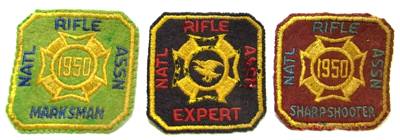 Vtg NRA National Rifle Assoc 3 1950 Jacket Patches Expert Marksman ...