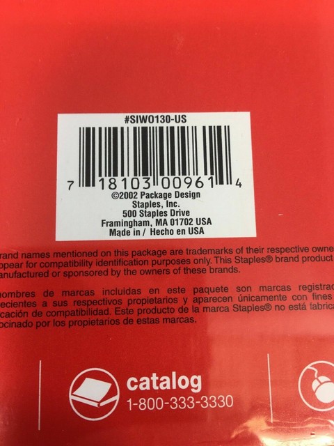 Staples 100 Sheets White Mailing Labels 5160 8160 Laser Inkjet 1 X 2 5 ...