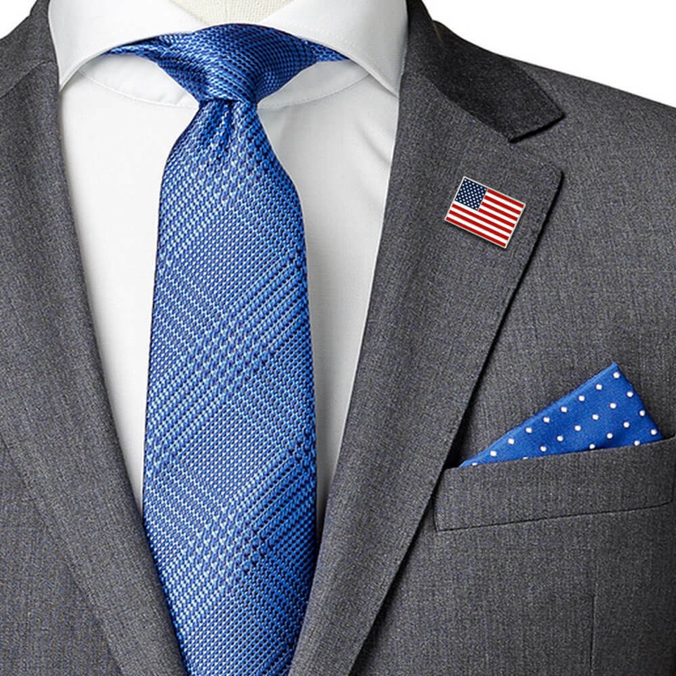 PinMart's Made in USA Rectangle Presidential Suit Jacket American Flag ...