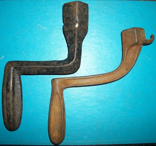 ANTIQUE VINTAGE PAIR CAST IRON HANDLES CRANK, WOOD STOVE? ETC ...