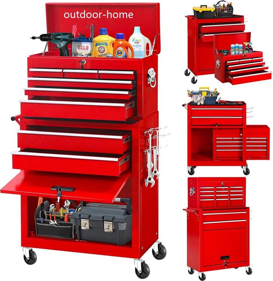 Rolling Tool Chest 8-Drawer Mobile Workbench Garage Tool Boxs Storage ...