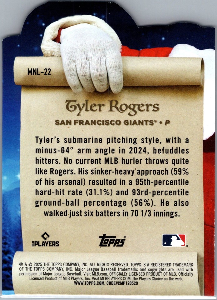 2025 Topps Holiday #MNL-22 Tyler Rogers Making the Nice List | eBay