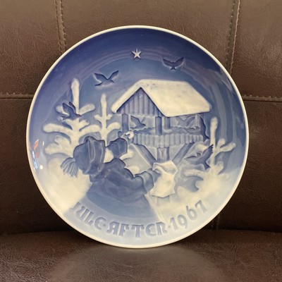 1967 B&G Copenhagen Blue Christmas Plate "Fuglenes Jul" 7" Denmark | eBay