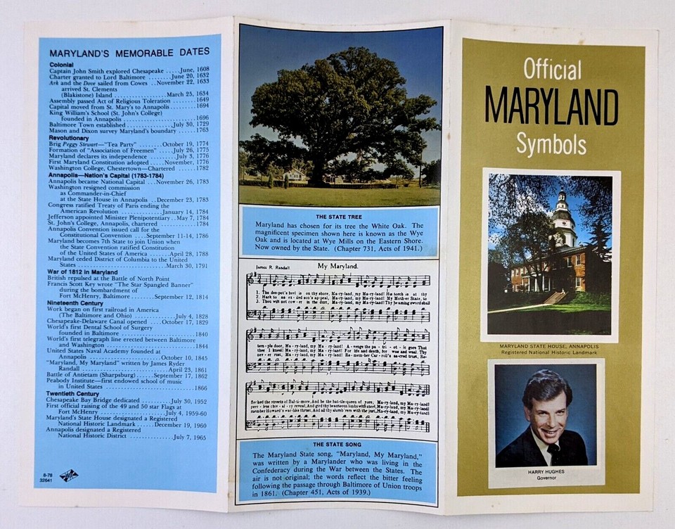 1970s Maryland State Symbols Vintage Travel Brochure White Oak Oriole ...