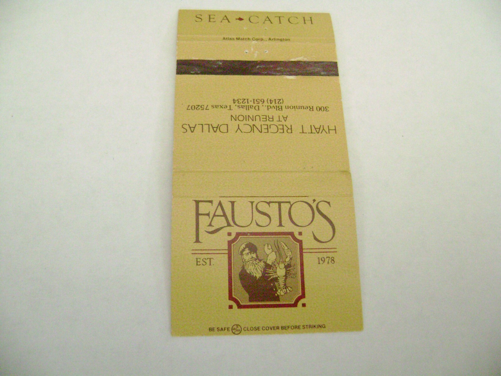 1- Match Cover - "FAUSTO'S RESTAURANT", Hyatt Regency Hotel, Dallas, TX ...