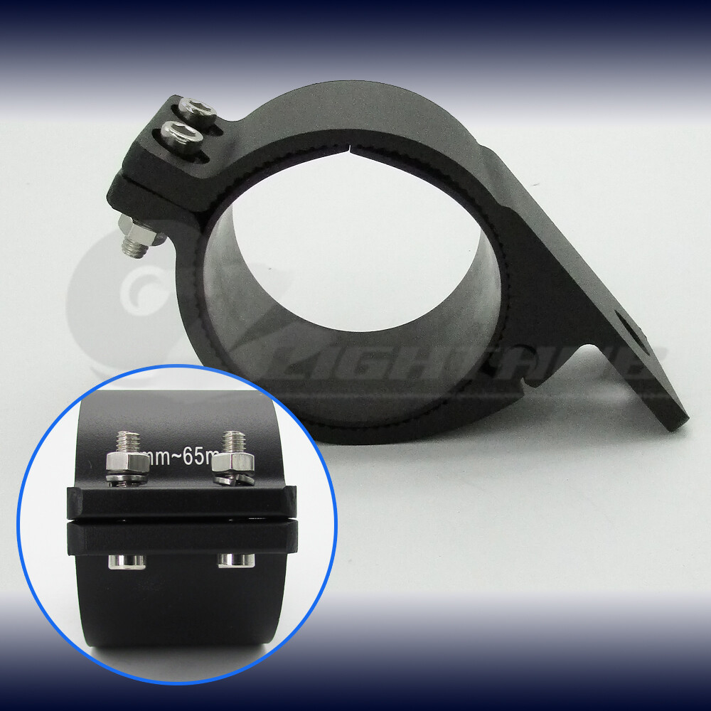 2x 2.5 Inch Black Nudge Bar Mounting Bracket LED Light 60mm-65mm Bull ...