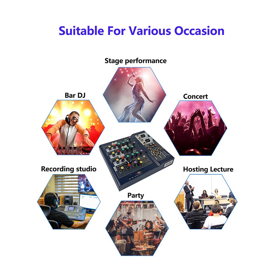 Pro 4-Channel Mini Mixer USB Audio Pure Mixer Live Studio Mixing ...