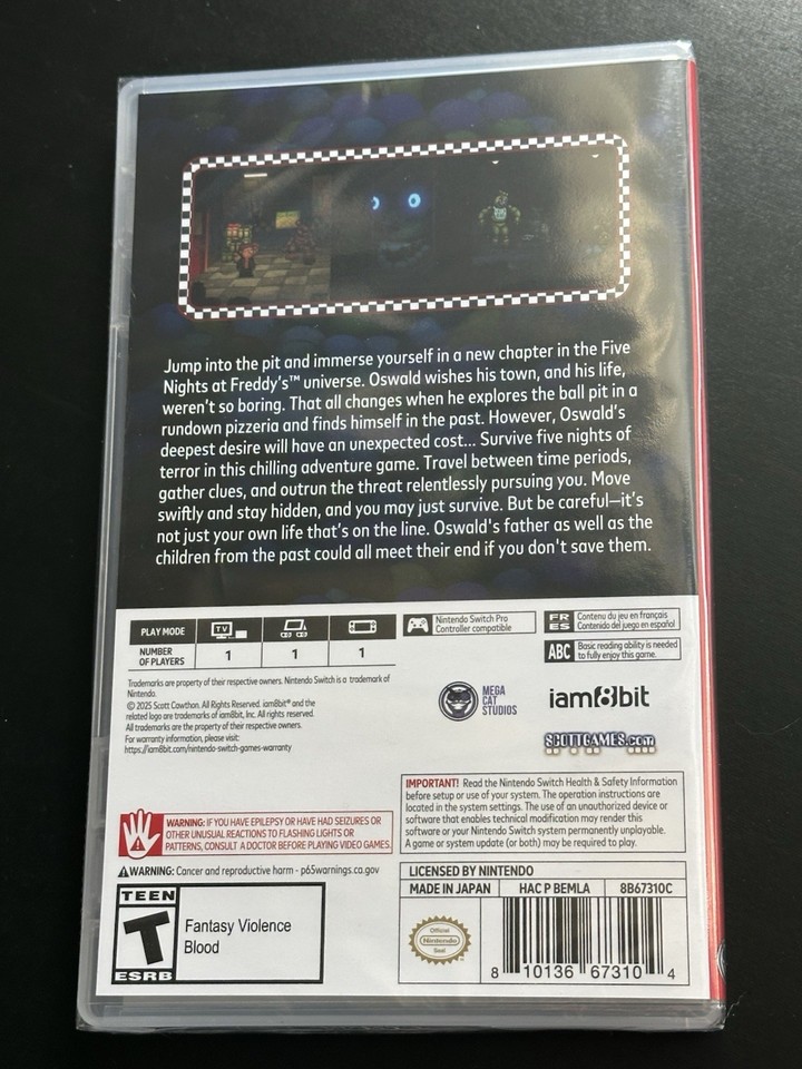 Five Nights At Freddy’s Into The Pit Nintendo Switch Game iam8bit New ...