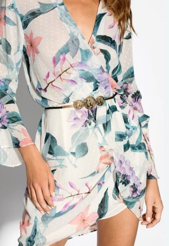 Sheike Jasper Floral Long Sleeve Sheer Spring Races Wedding Cocktail ...